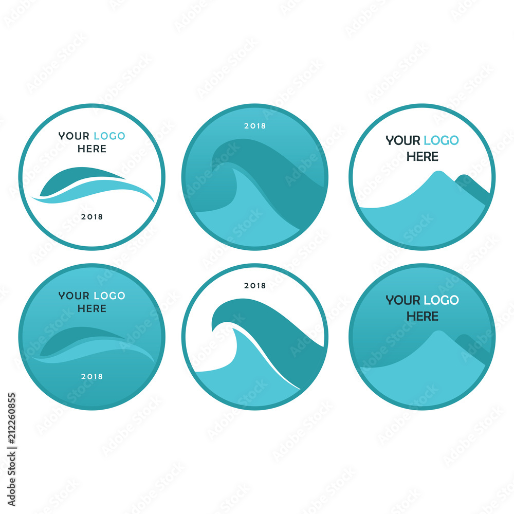 Blue logo design. Wave icon. App icon. Ocean sign. Web icon. Banner ...