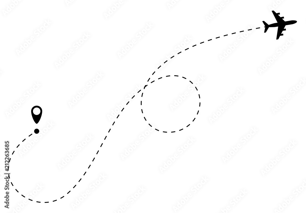 Airplane path line. Airplane route. Vector Stock Vector | Adobe Stock