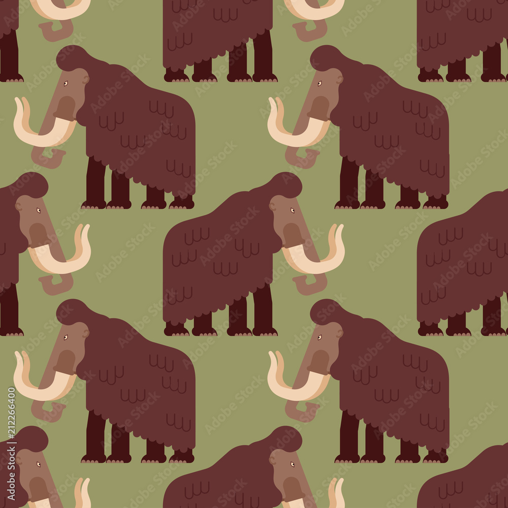 Mammoth pattern seamless. Prehistoric elephant background. Giant animal ...