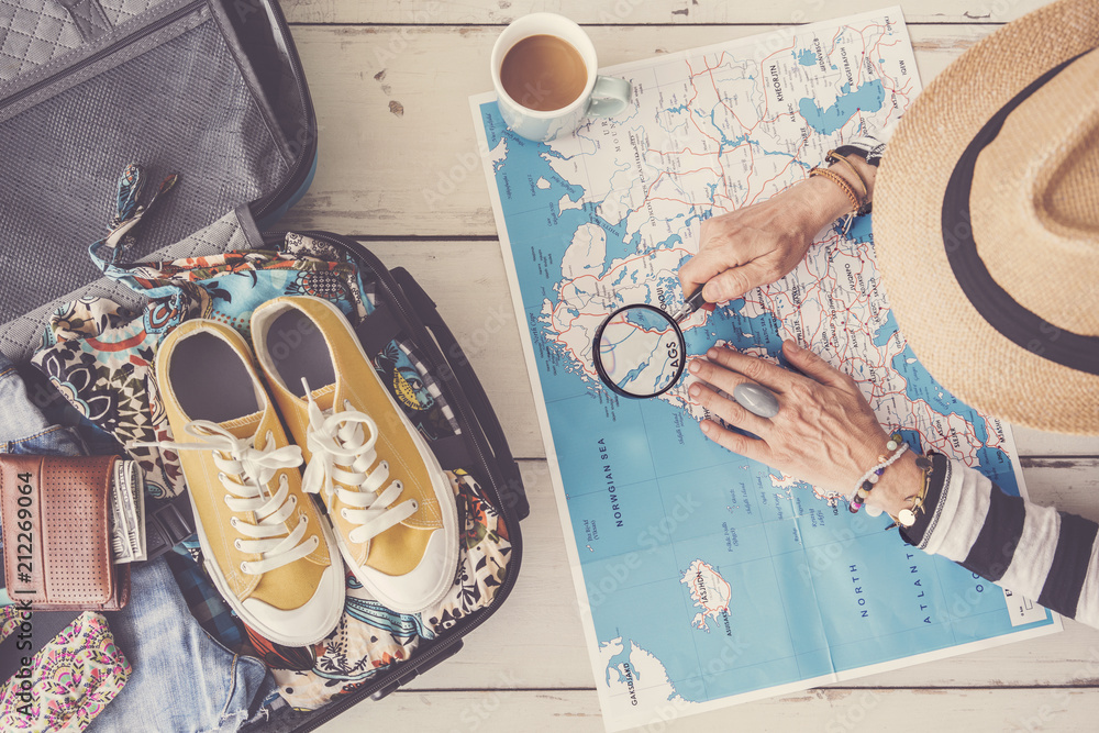 Travel planning concept on map Stock Photo | Adobe Stock