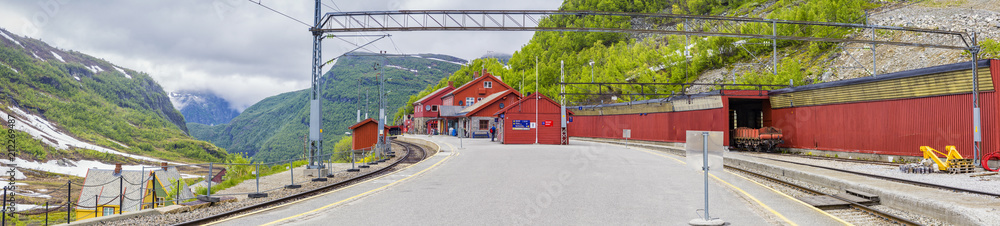 Myrdal Station, Norwegian Flam Railway Mountain train a tourist travel ...