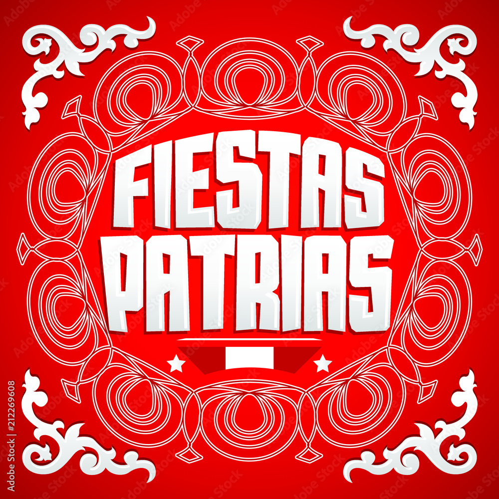 Vetor do Stock: Fiestas Patrias, National Holidays spanish text, Peru ...