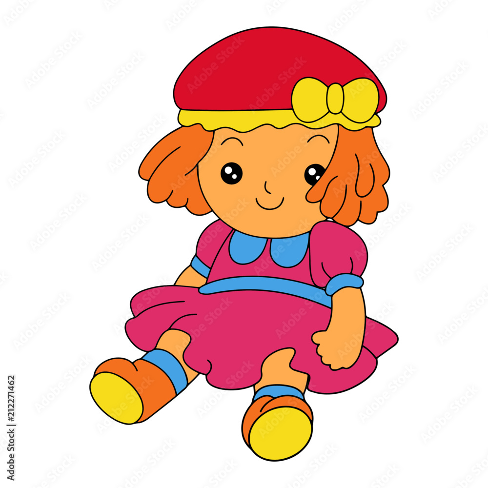 Doll cartoon illustration isolated on white background for children ...