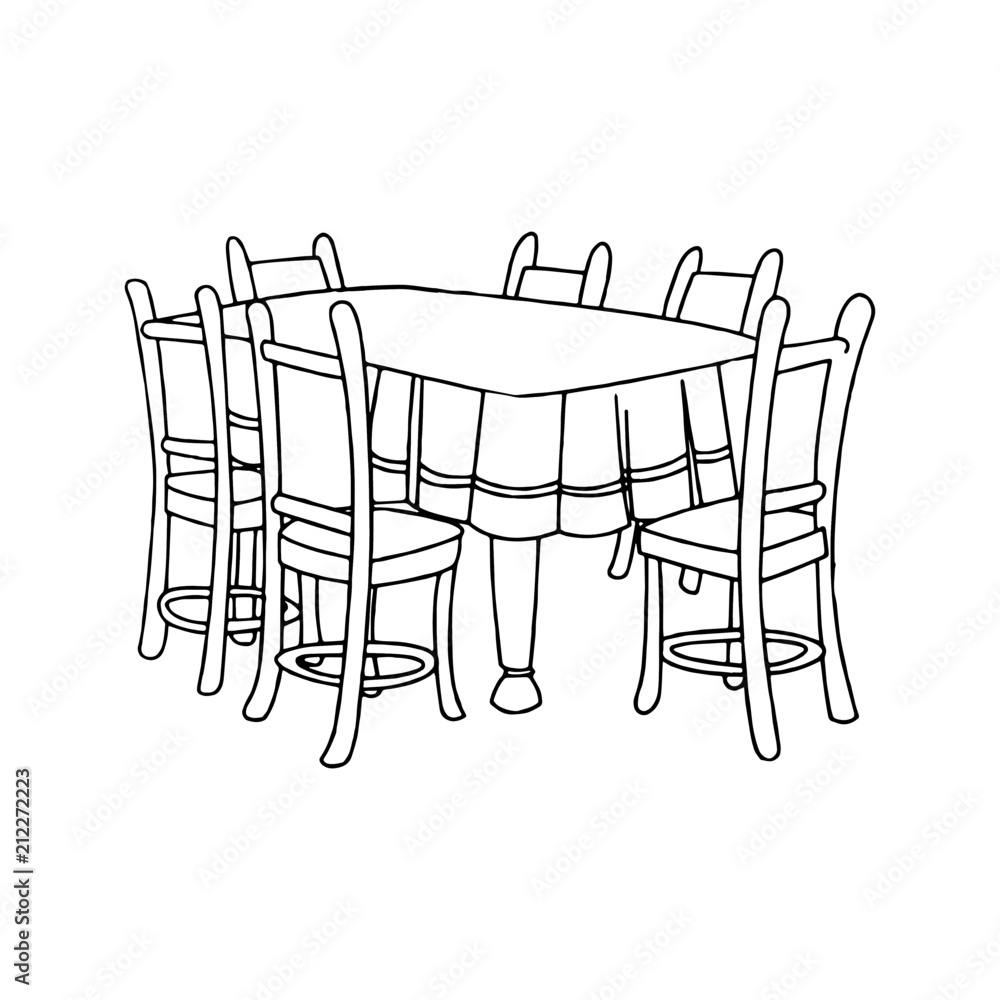 Table cartoon illustration isolated on white background for children ...