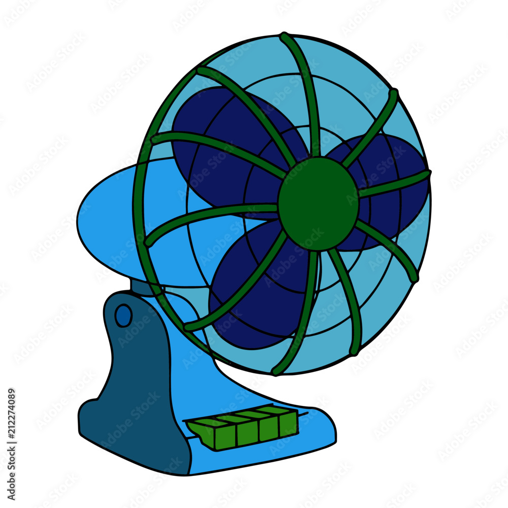 Desk air fan cartoon illustration isolated on white background for ...