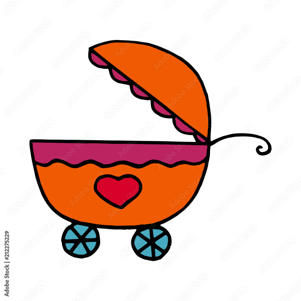 Pram cartoon illustration isolated on white background for children ...