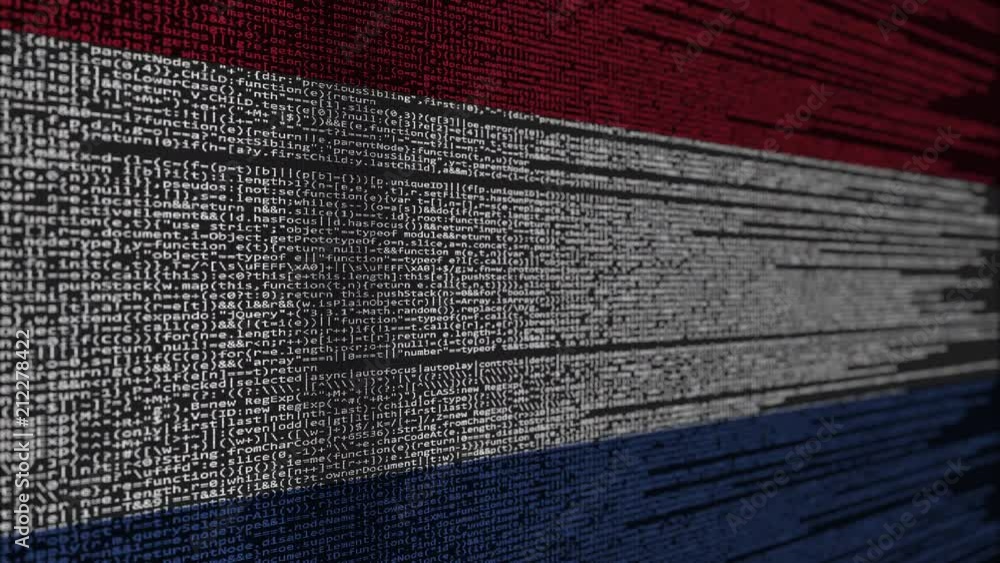 Video Stock Program code and flag of Netherlands. Dutch digital ...