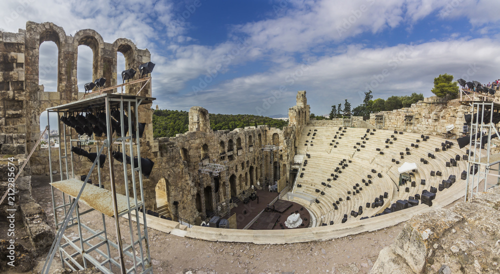 The Odeon of Herodes Atticus, located in the entrance to the Acropolis ...