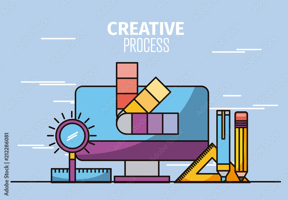 Blue and Yellow Creative Design Process Infographic Template Stock ...