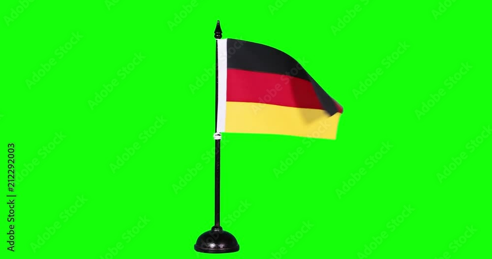 Germany flag waving on green screen background in the studio. Shot in ...