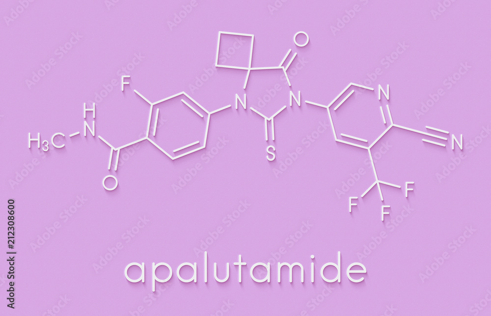 Apalutamide prostate cancer drug molecule. Skeletal formula. Stock ...