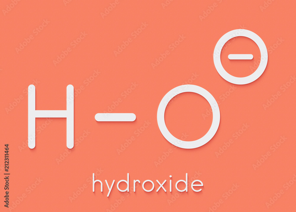 Poster Hydroxide anion, chemical structure. Skeletal formula ...