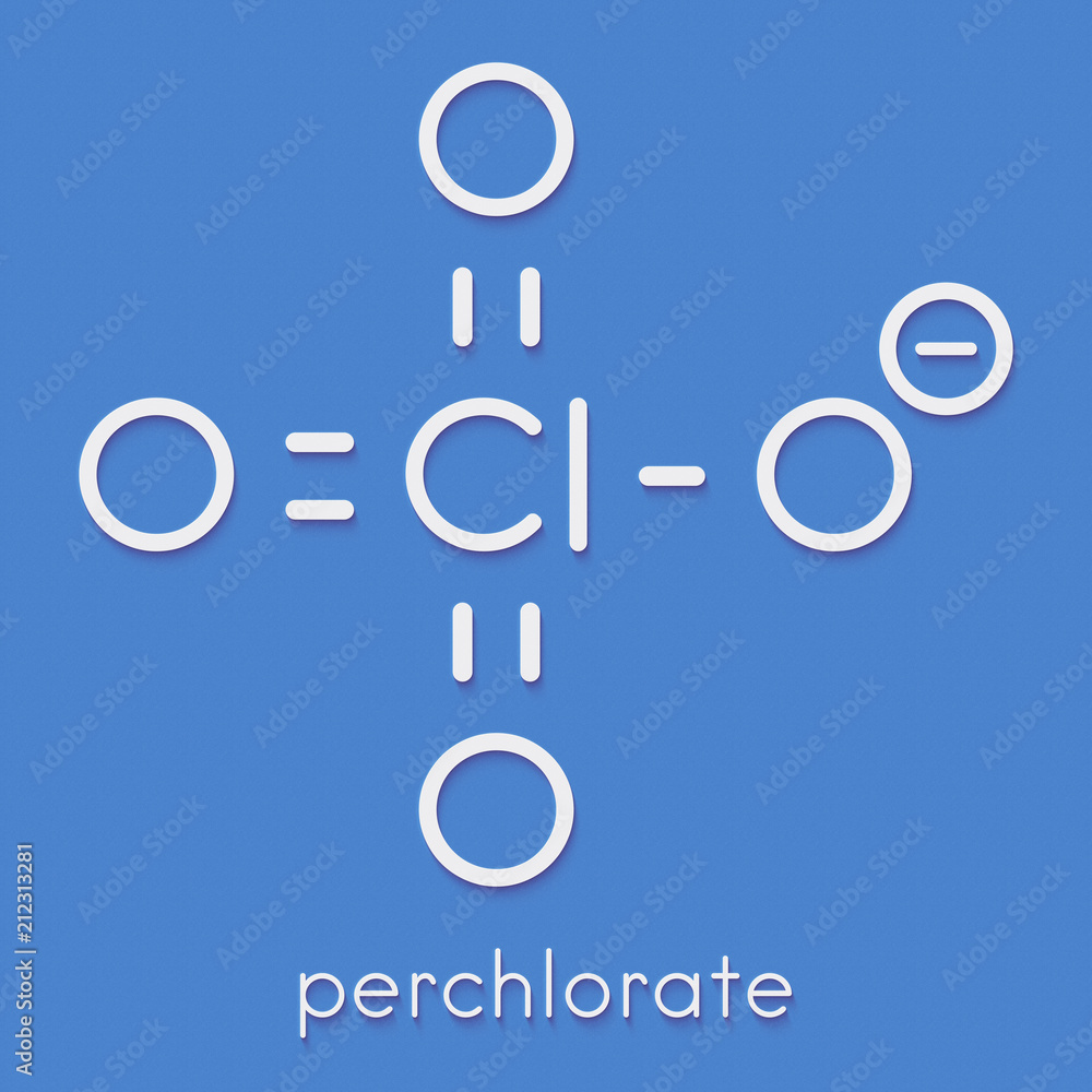 Perchlorate anion, chemical structure. Salts are used in rocket ...