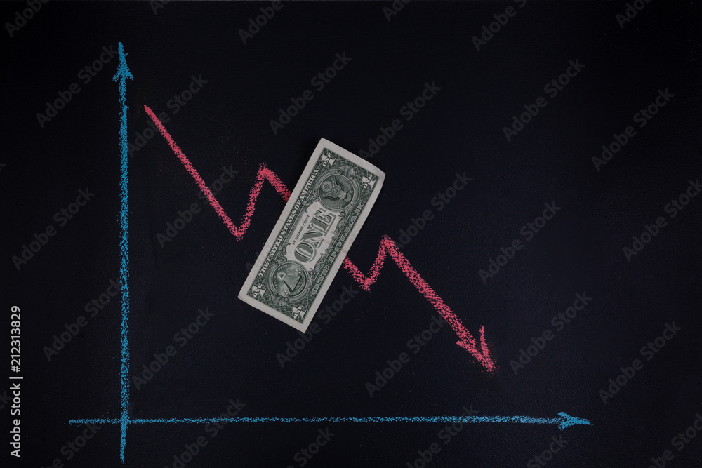 Currency forex trends concept - downward trend depicted with line graph ...