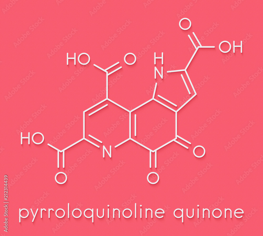 Pyrroloquinoline quinone (PQQ) redox cofactor molecule. Skeletal ...