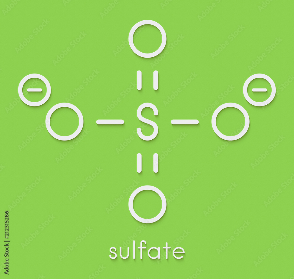 Poster Sulfate anion, chemical structure. Skeletal formula. – Wall Art ...