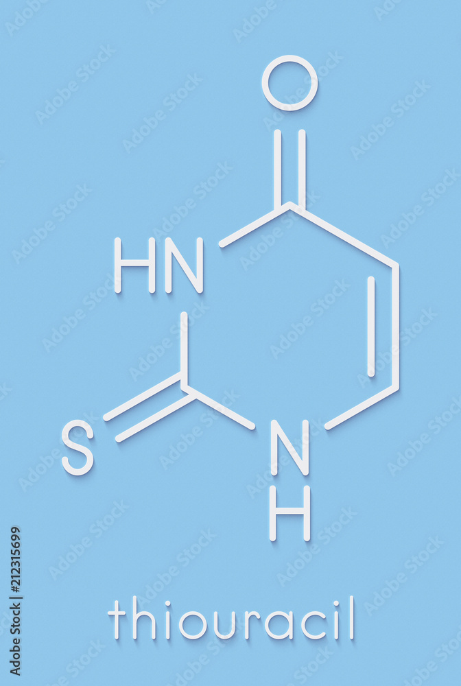 Thiouracil drug molecule. Obsolete drug molecule, previously used in ...