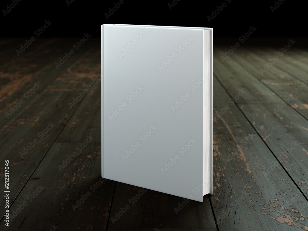 Blank hard cover book template on wood. Stock Illustration | Adobe Stock