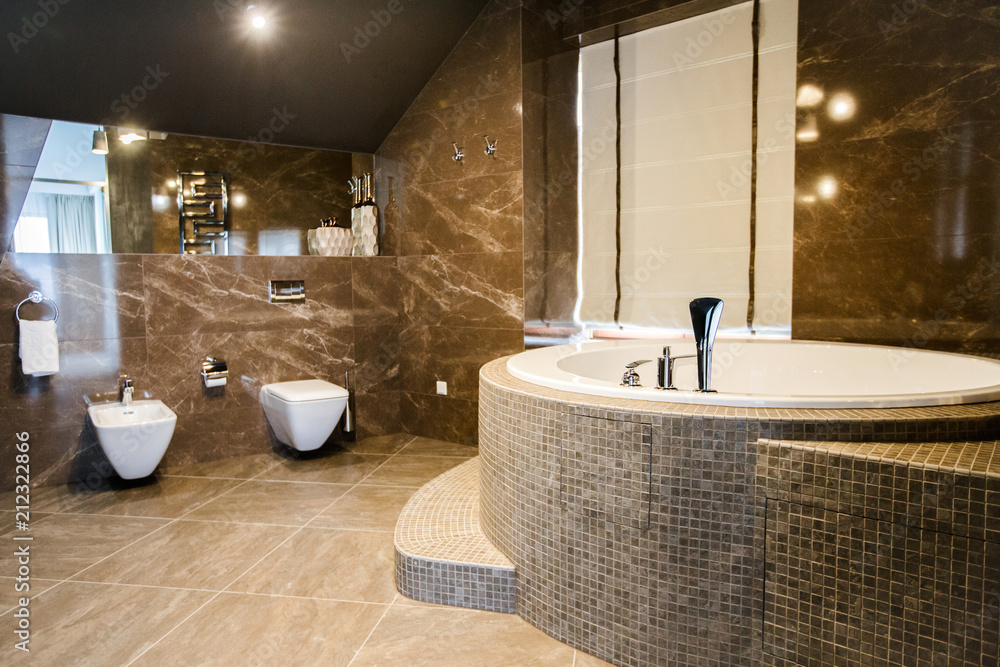 Brown Marble Tile Bathroom