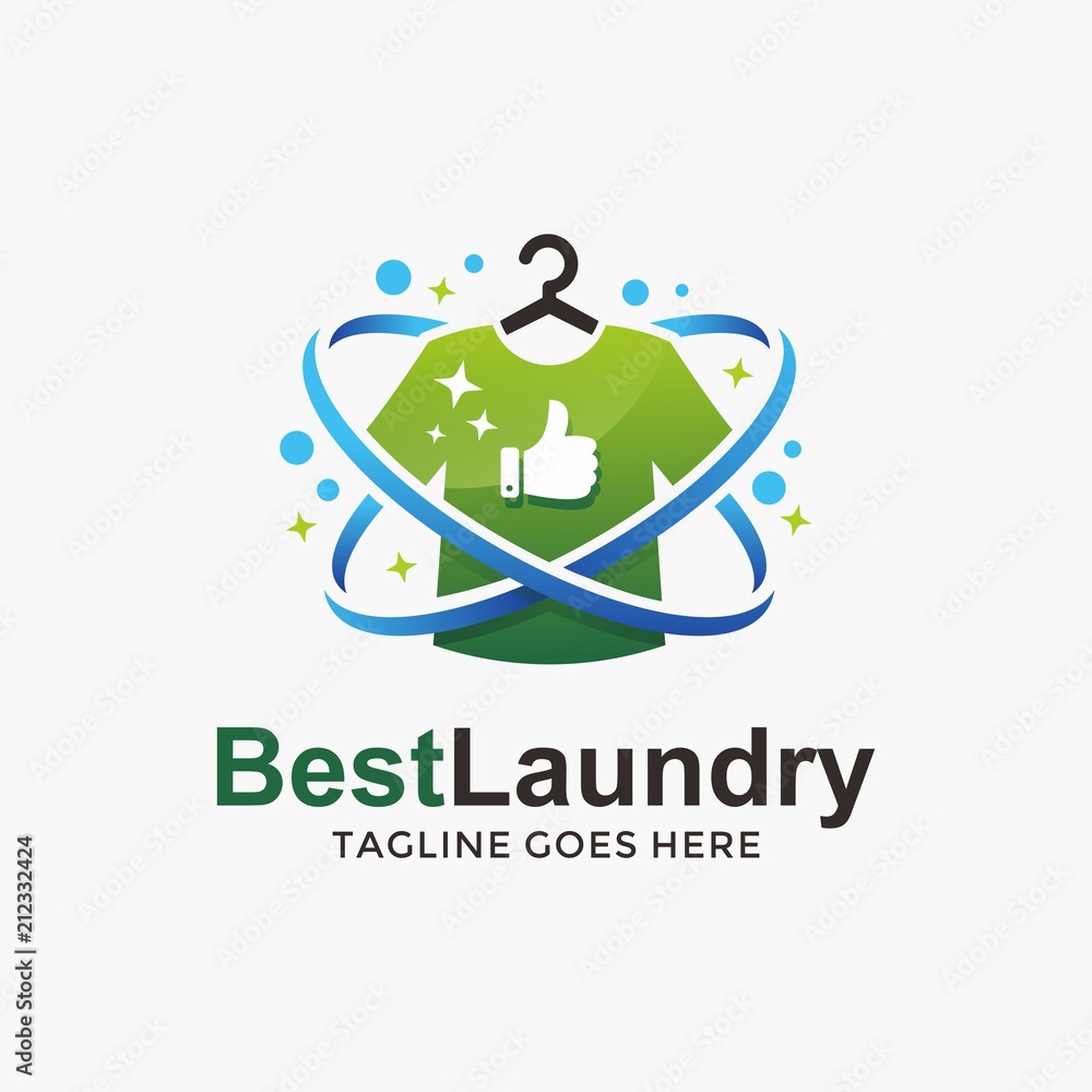 Laundry logo design Stock Vector | Adobe Stock