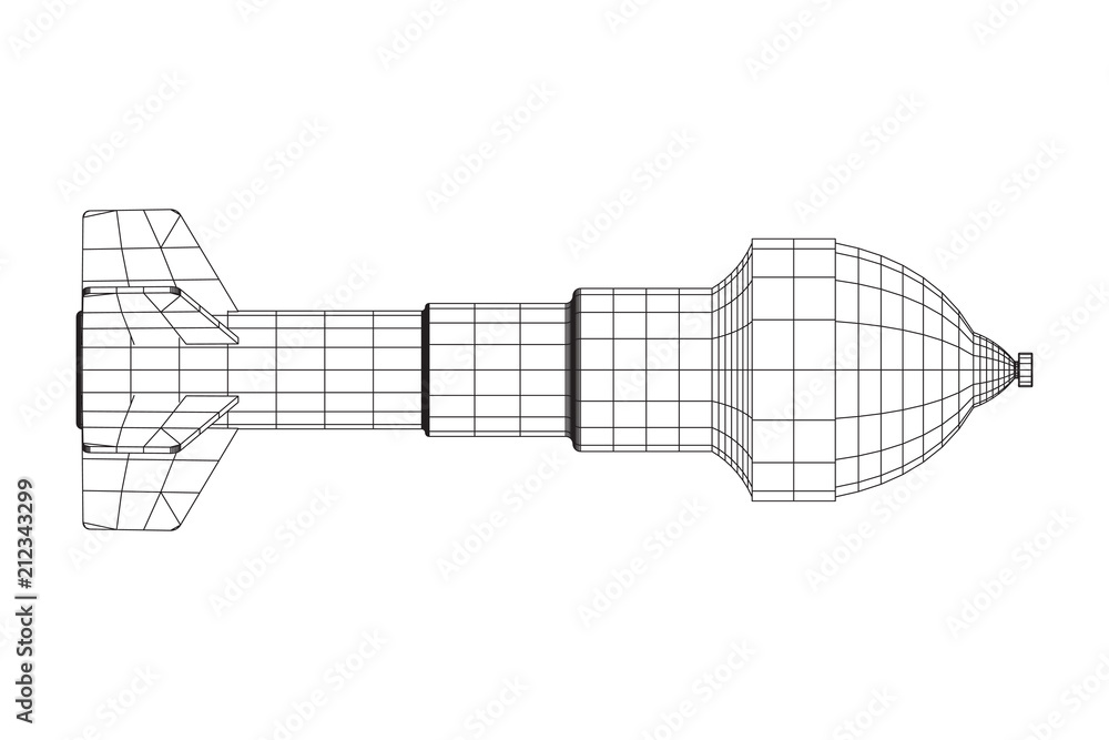 Missile, nuclear bomb or mortar mine Wireframe low poly mesh vector illustration Stock Vector ...