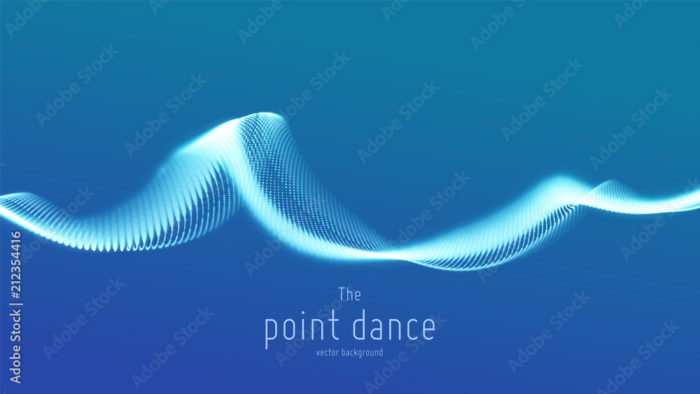 Vector abstract blue particle wave, points array, shallow depth of ...