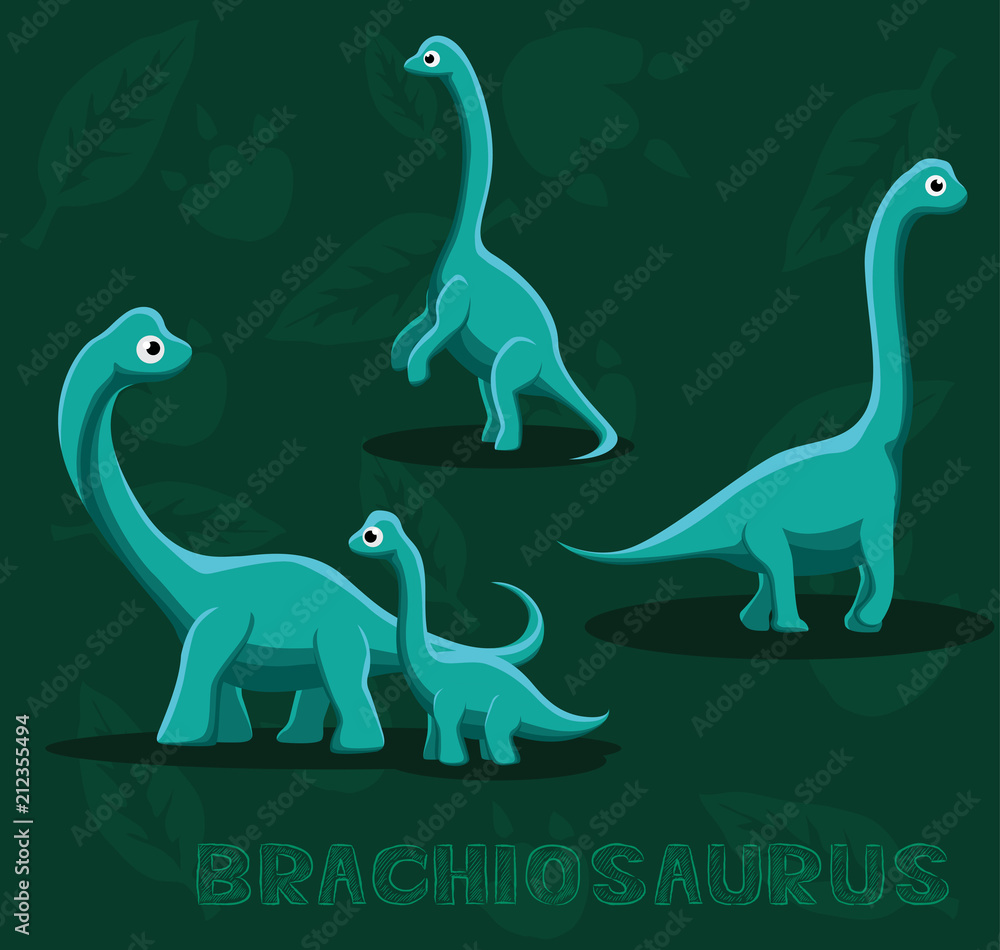 Dinosaur Brachiosaurus Cartoon Vector Illustration Stock Vector | Adobe ...