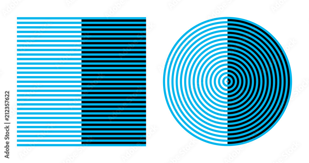 Bezold effect on square and circle optical illusion. Color combined ...