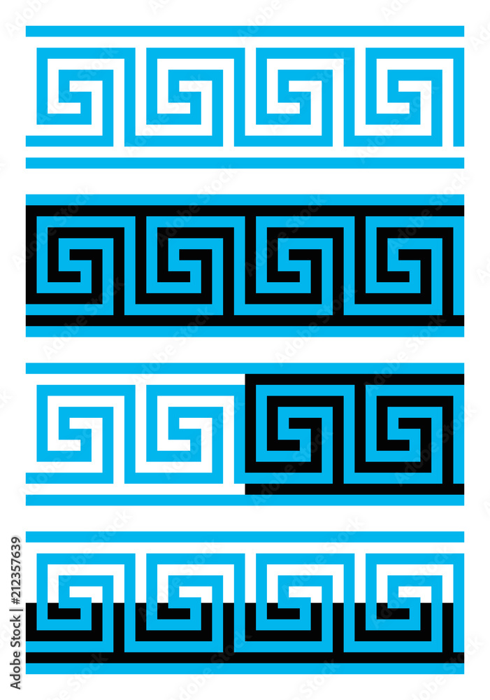 Bezold effect on meander design optical illusion. Color combined with ...