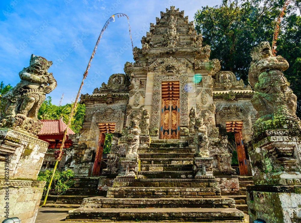 View of the most famous temple in Bali. Pura Taman Saraswati temple ...