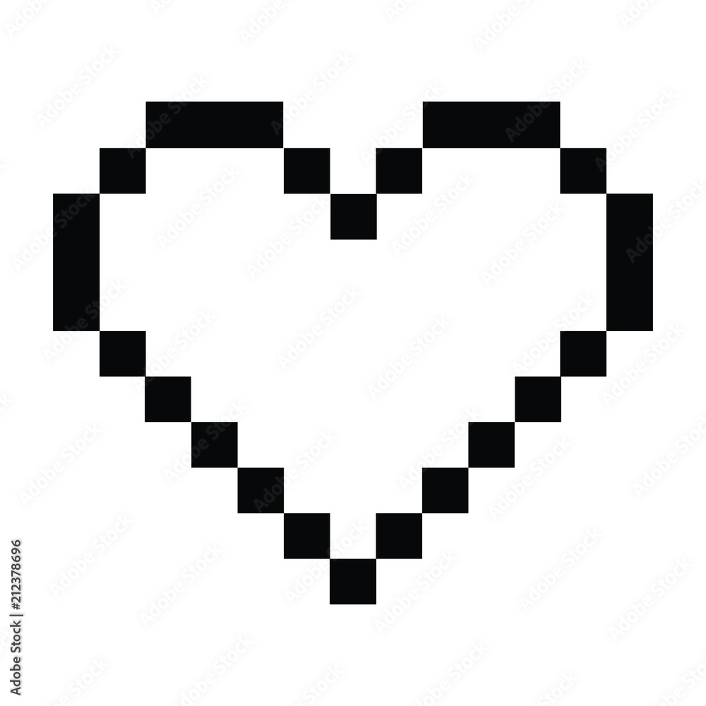 Black and white pixel heart Stock Vector | Adobe Stock