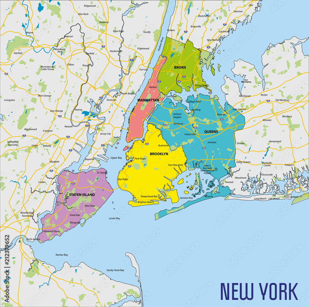 Vector map of New York wall mural wallpaper | Muraledesign.com