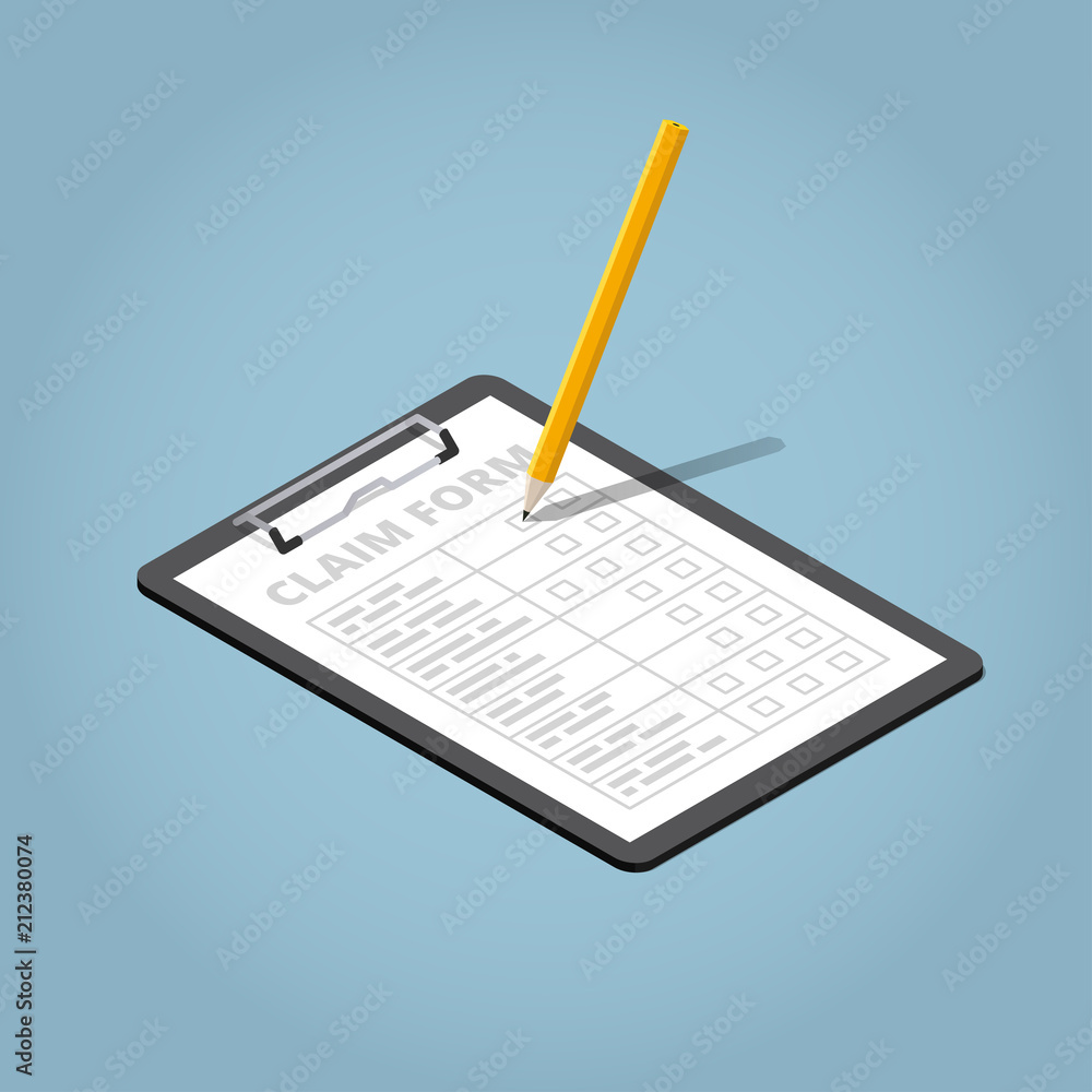 Claim Form Isometric Illustration Stock Vector | Adobe Stock