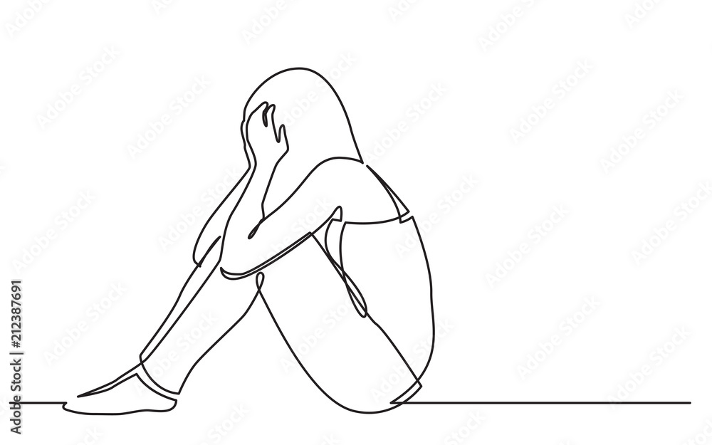 Woman Sitting On Floor Drawing