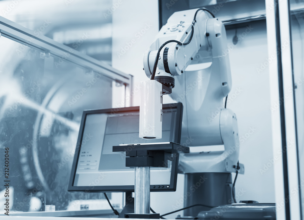 Robotic vision sensor camera system in phone intellegence factory Stock ...