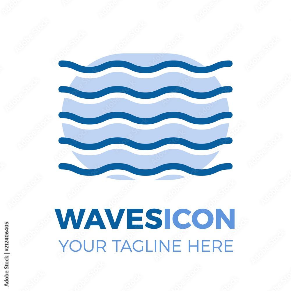 Wave icon logo. Vector illustration for sea, ocean, maritime, water ...