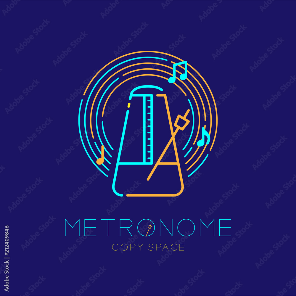 Vecteur Stock Metronome, music note with line staff circle shape logo ...
