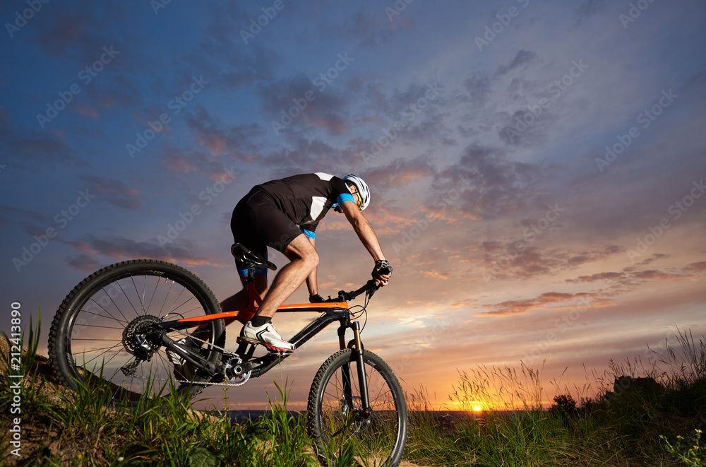 Riding Bicycle Black And Blue