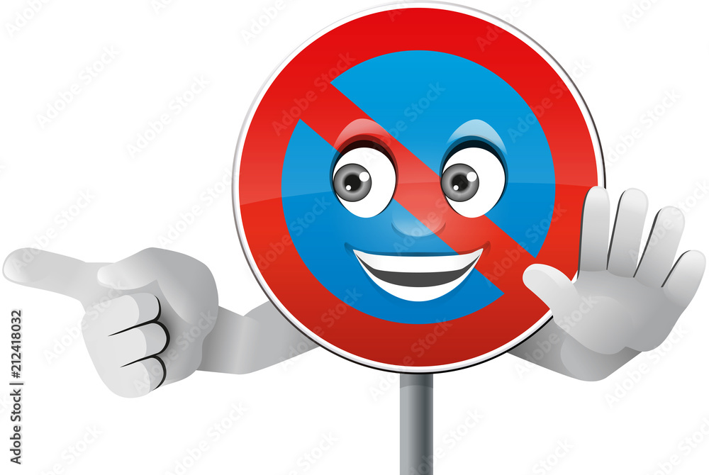 Verkehrszeichen Parkverbot mit Gesicht und Händen Stock-Vektorgrafik ...