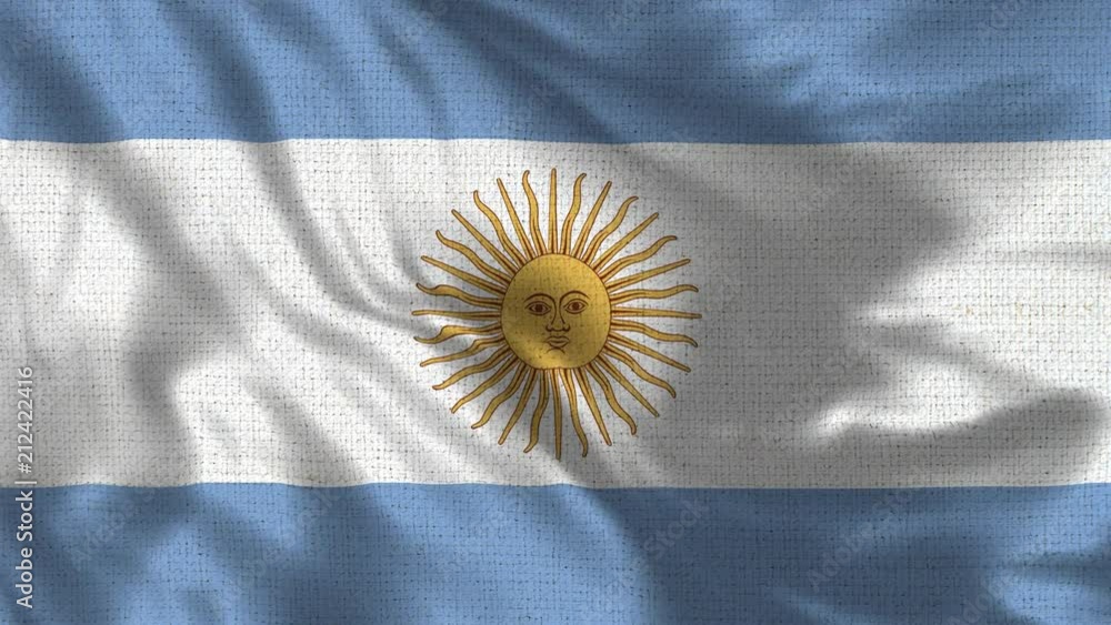 Realistic 4K - 60 fps flag of the Argentina waving in the wind. Seamless loop with highly ...