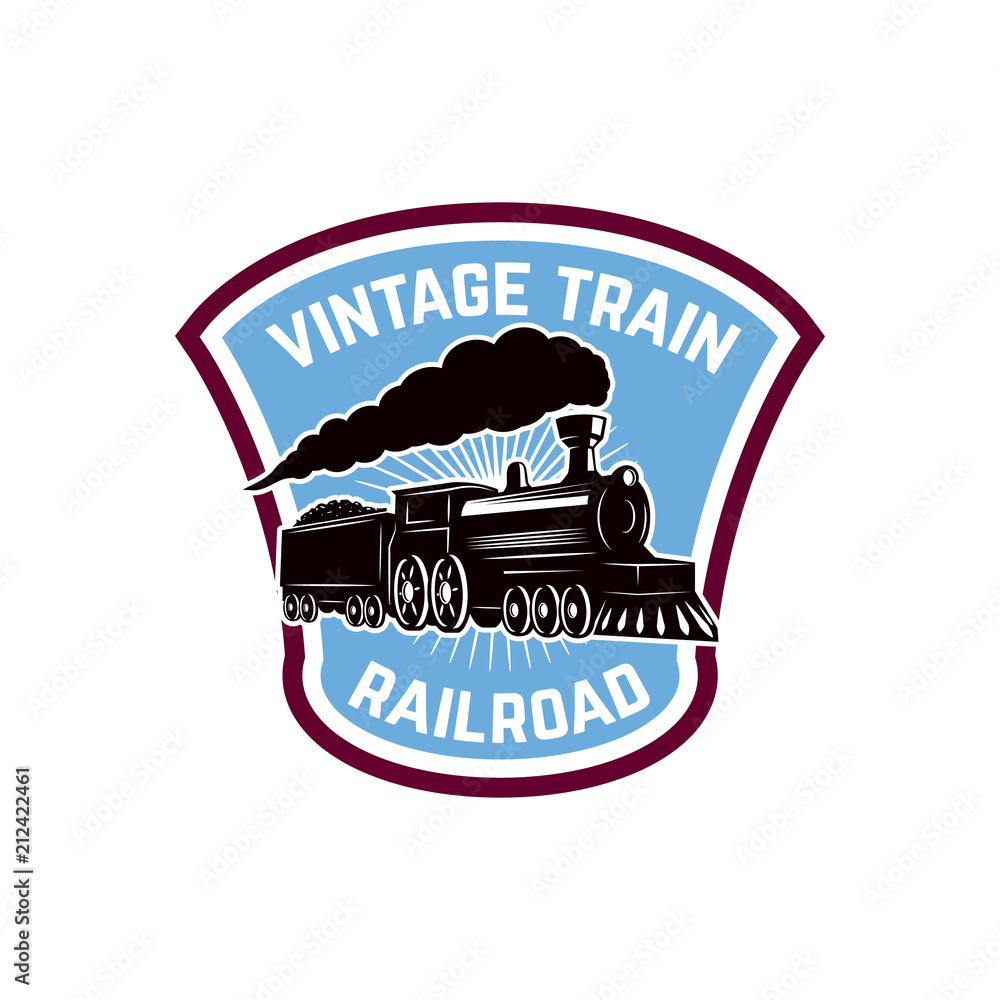 Vetor de Vintage train. Emblem template with retro locomotive. do Stock ...
