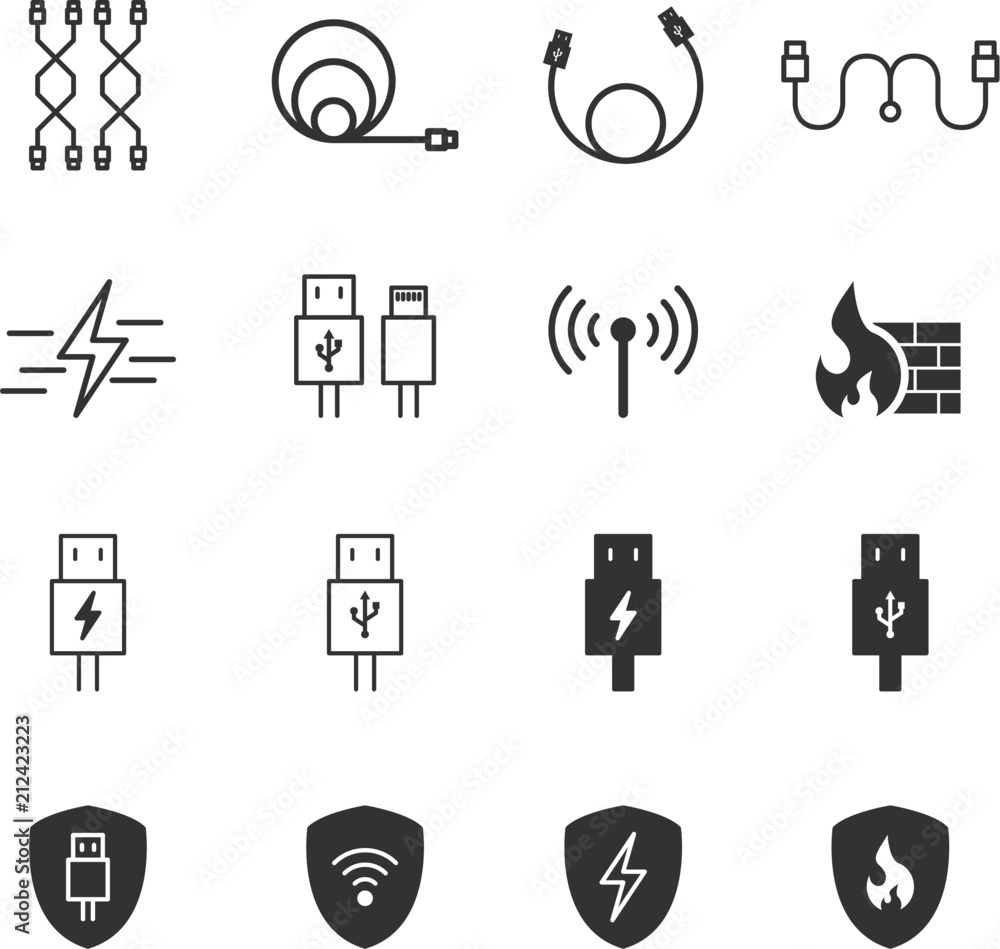 cable icons vector illustration Stock Vector | Adobe Stock