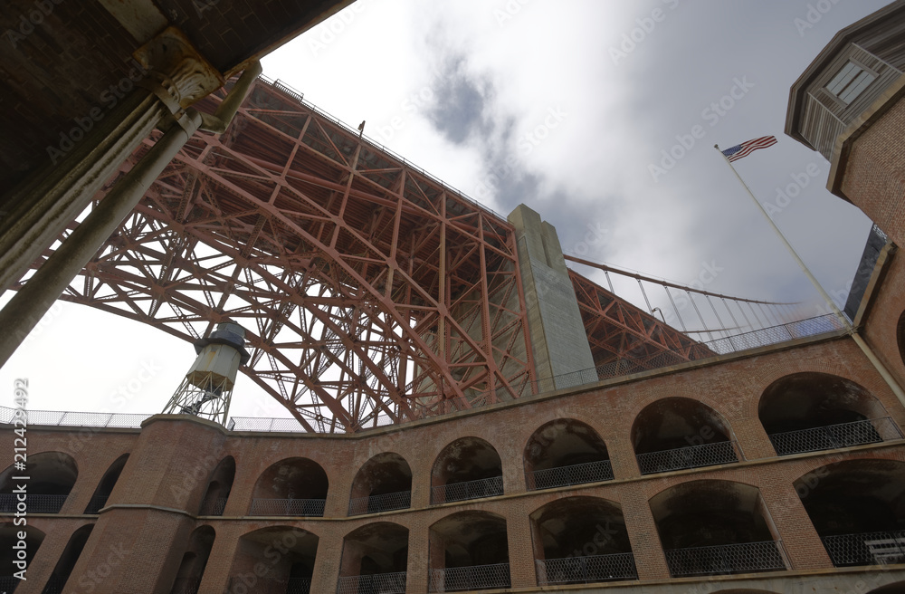 Inside view of Fort Point, a masonry seacoast fortification located at ...
