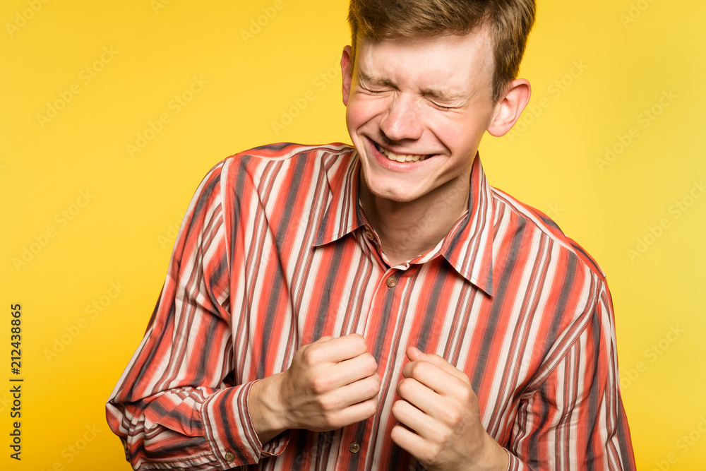 happiness enjoyment and laugh. man with a wide grin. portrait of a ...