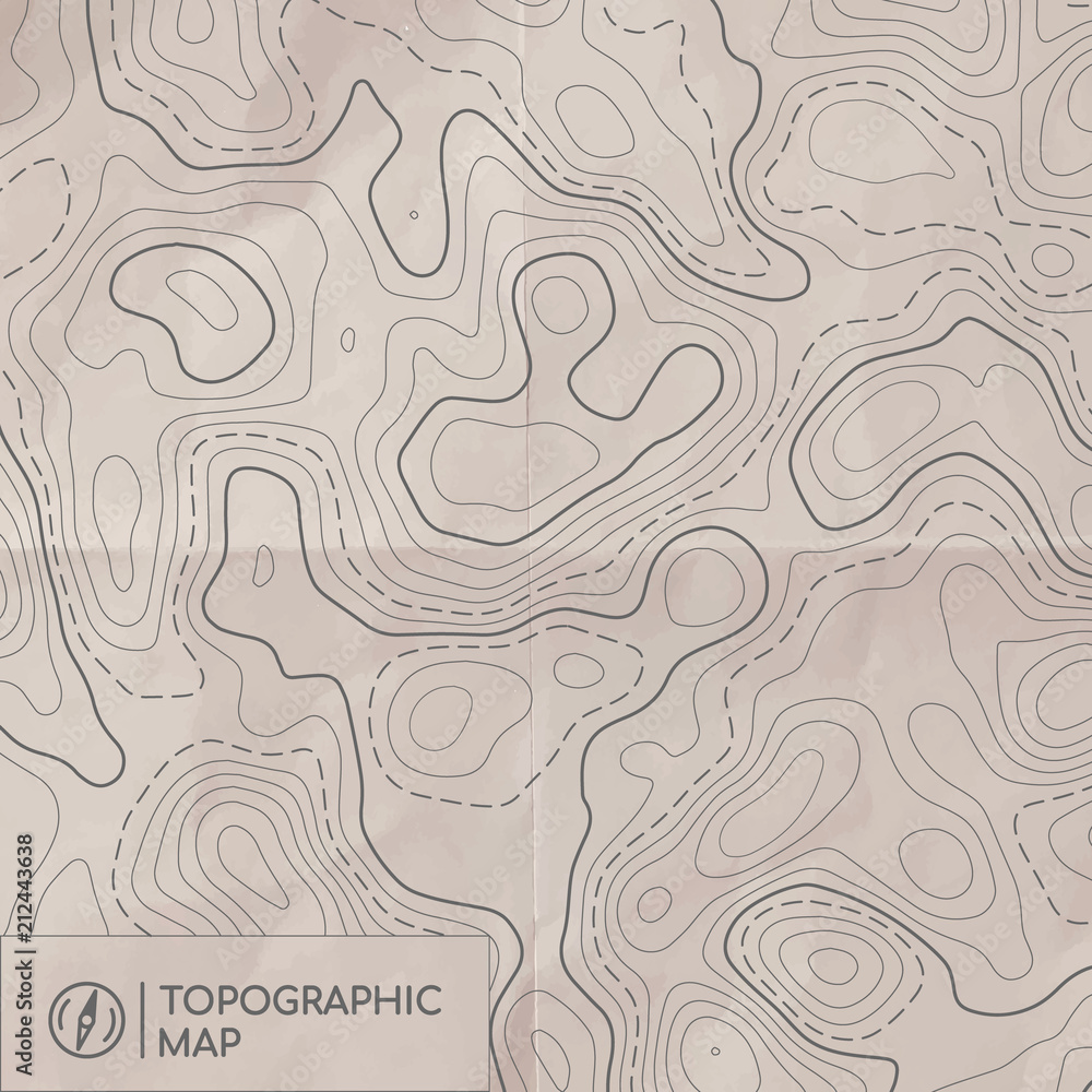 Topographic line map. Abstract concept topographic map with old paper ...
