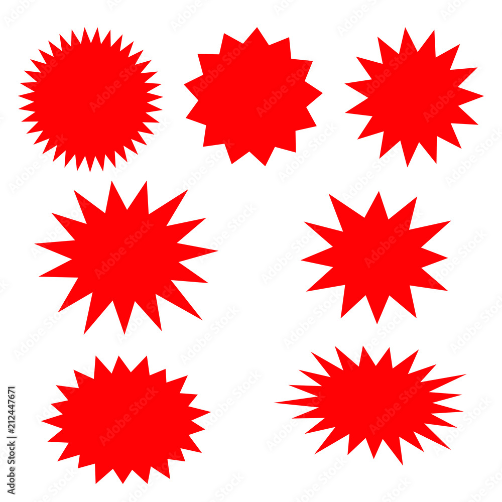 Starburst speech bubbles set, Bursting speech star set, Explosion ...