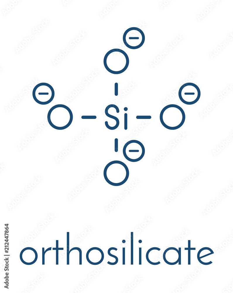 Orthosilicate (silicon tetroxide, silicate) anion, chemical structure ...
