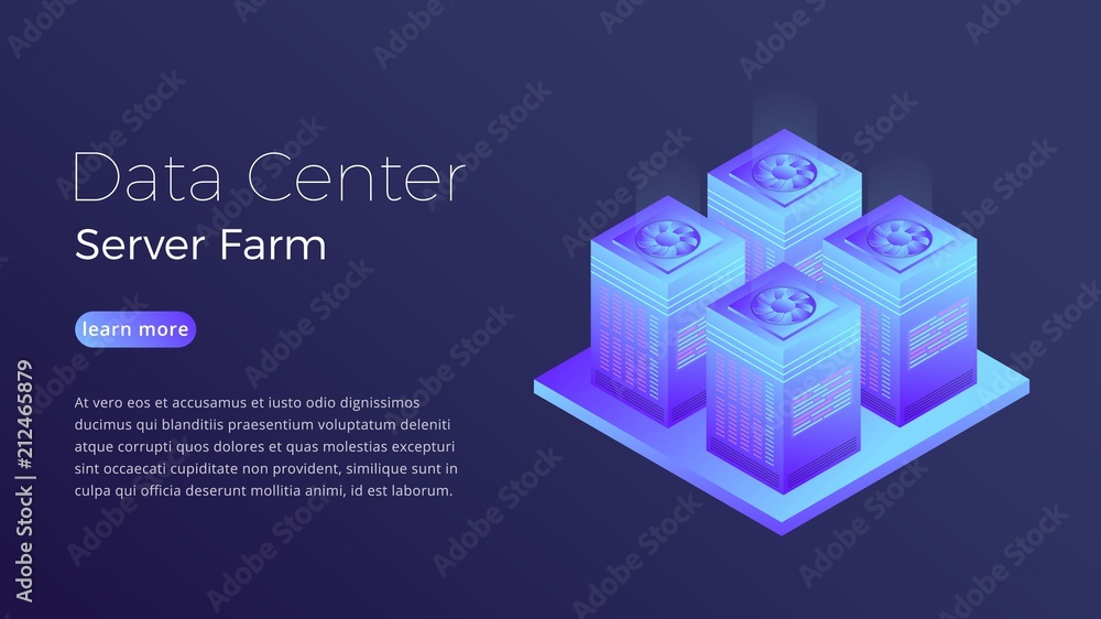 Data center. Datacenter server farm isometric concept. Modern data ...
