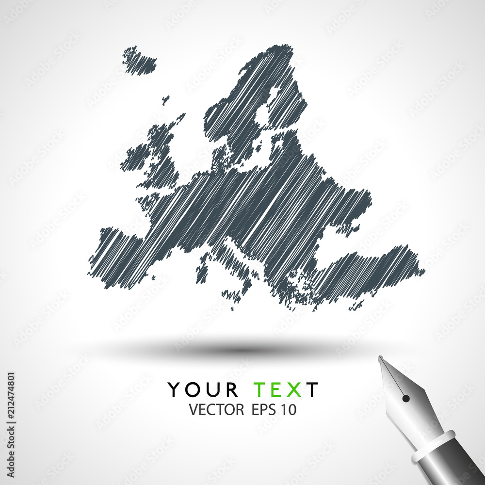 Europe map sketch icon Stock Vector | Adobe Stock