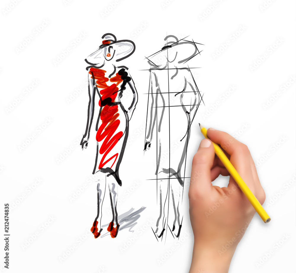 fashion models sketch vector Stock Vector | Adobe Stock